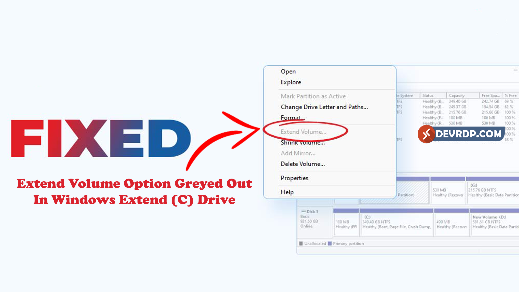How To Extend Volume Option Greyed Out In Windows Devrdpcom